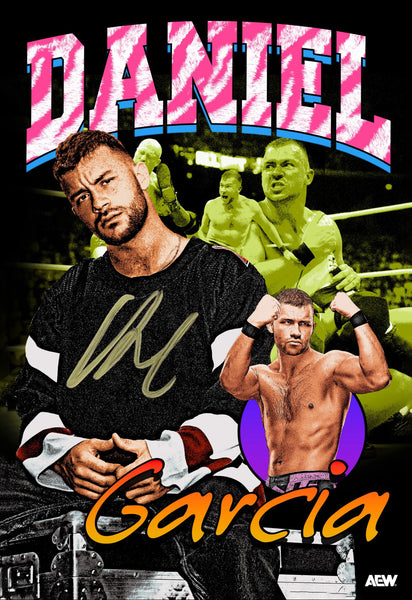 Official AEW - Daniel Garcia "Collage" Hand Signed 12x18" *inc AEW Hol ...