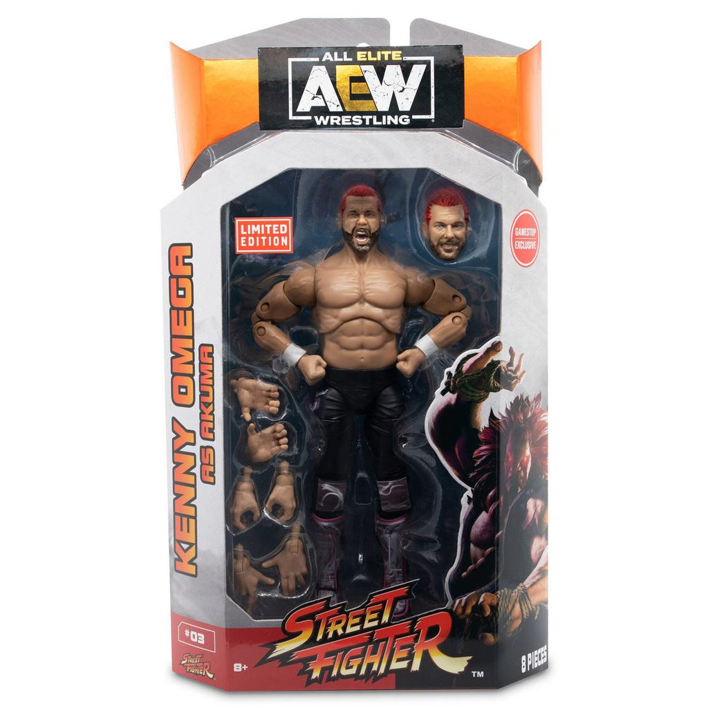 AEW x Street Fighter : Kenny Omega Game Stop Exclusive Figure * Hand S ...