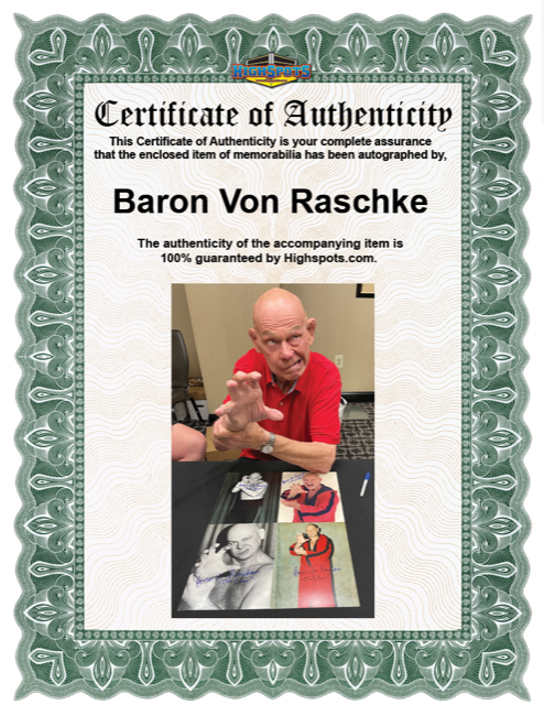 Highspots - Baron Von Raschke "The Claw" Hand Signed 8x10 Photo *inc C ...