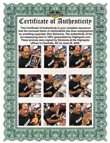 Highspots - Ron Simmons "Damn" Hand Signed A4 / 8x10 *Inc COA ...